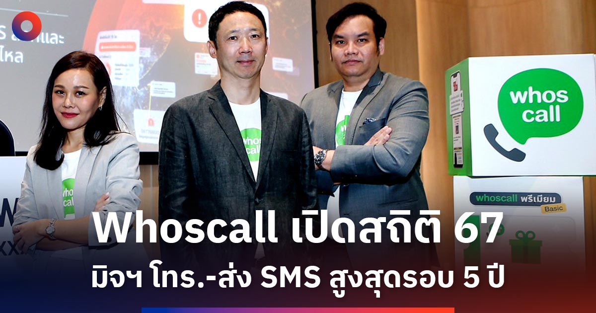 Whoscall เปิดสถิติ 2567 มิจฉาชีพโทร.- ส่ง SMS สูงสุดรอบ 5 ปี